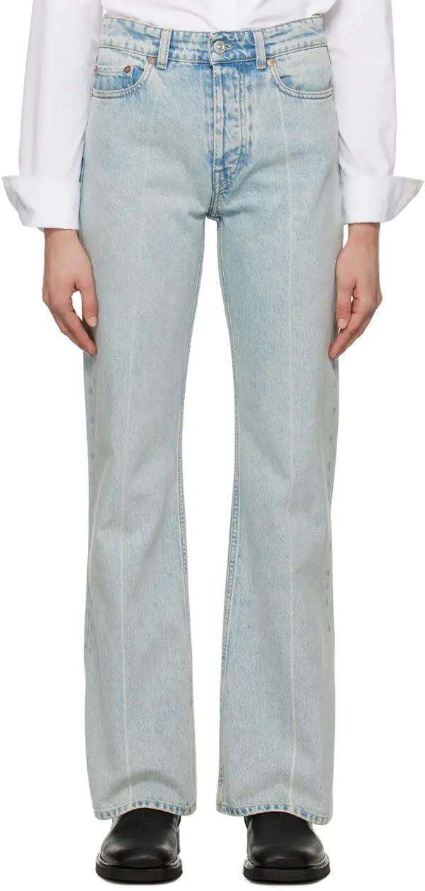 Our Legacy Boot Cut Jeans In Bleach Crease Denim - 71% Off